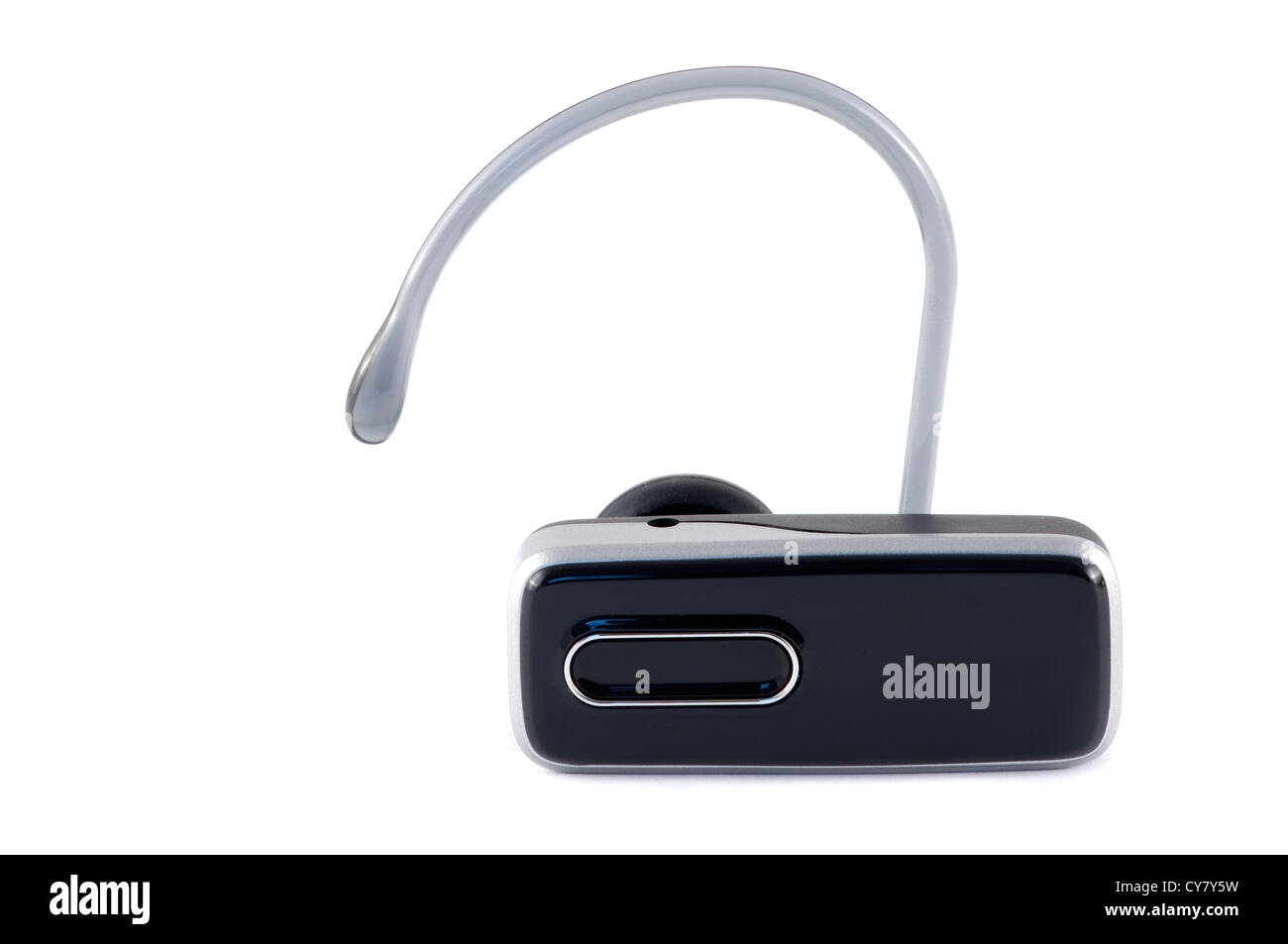 Black hands-free bluetooth headset isolated on white Stock Photo - Alamy