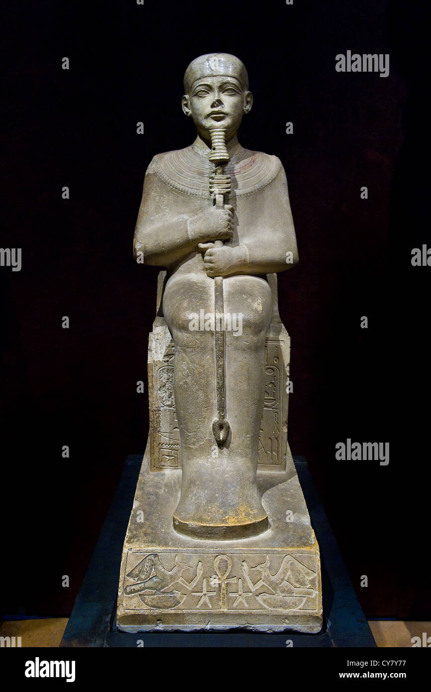 Italy, Piedmont, Turin, Egyptian Museum, Statuary room, the God Ptah ...