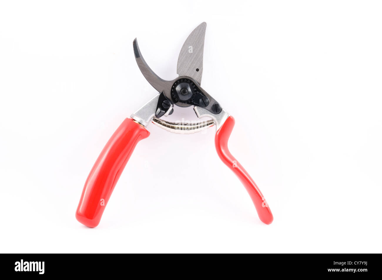 Red pruning shear isolated on white Stock Photo - Alamy