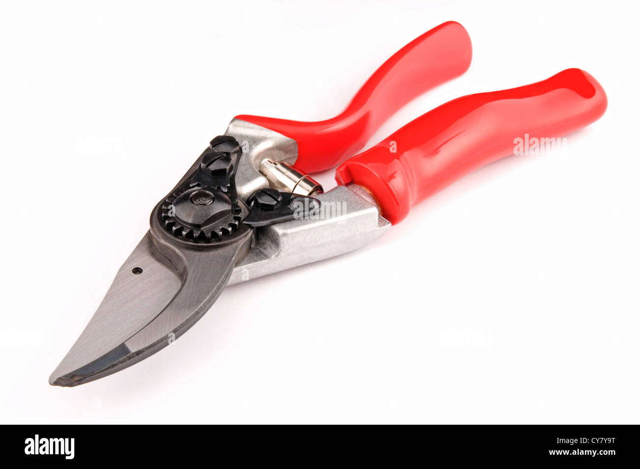 Red pruning shear isolated on white Stock Photo - Alamy