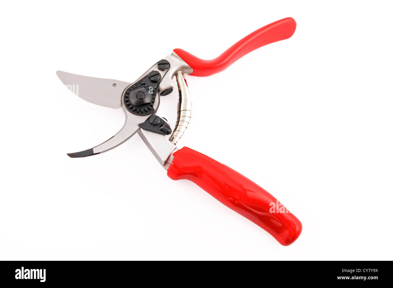 Red pruning shear isolated on white Stock Photo - Alamy