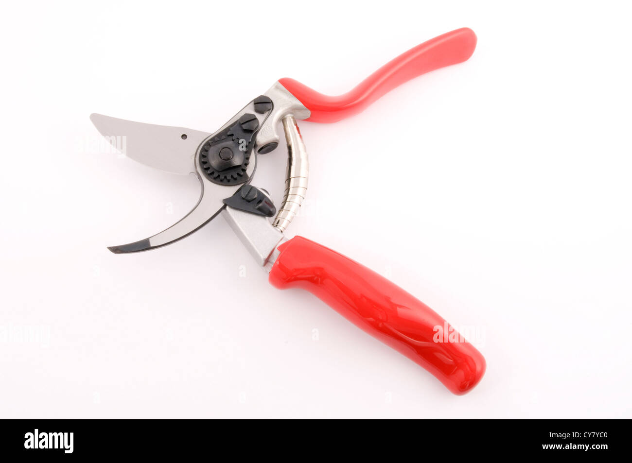 Red pruning shear isolated on white Stock Photo - Alamy