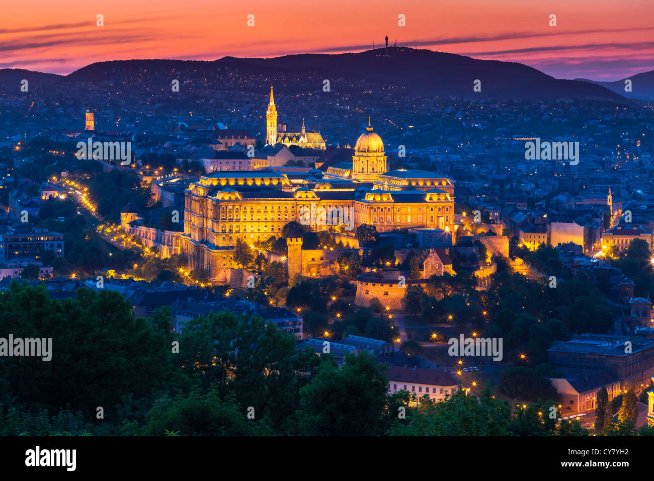 Budapest Castle at Sunset Stock Photo - Alamy