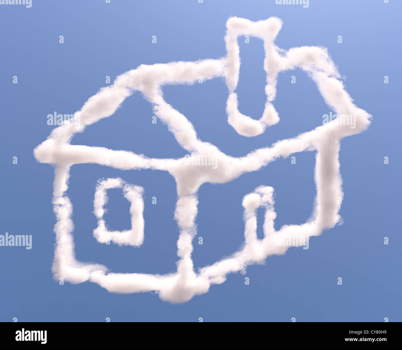 House shape clouds, isolated on white background Stock Photo - Alamy