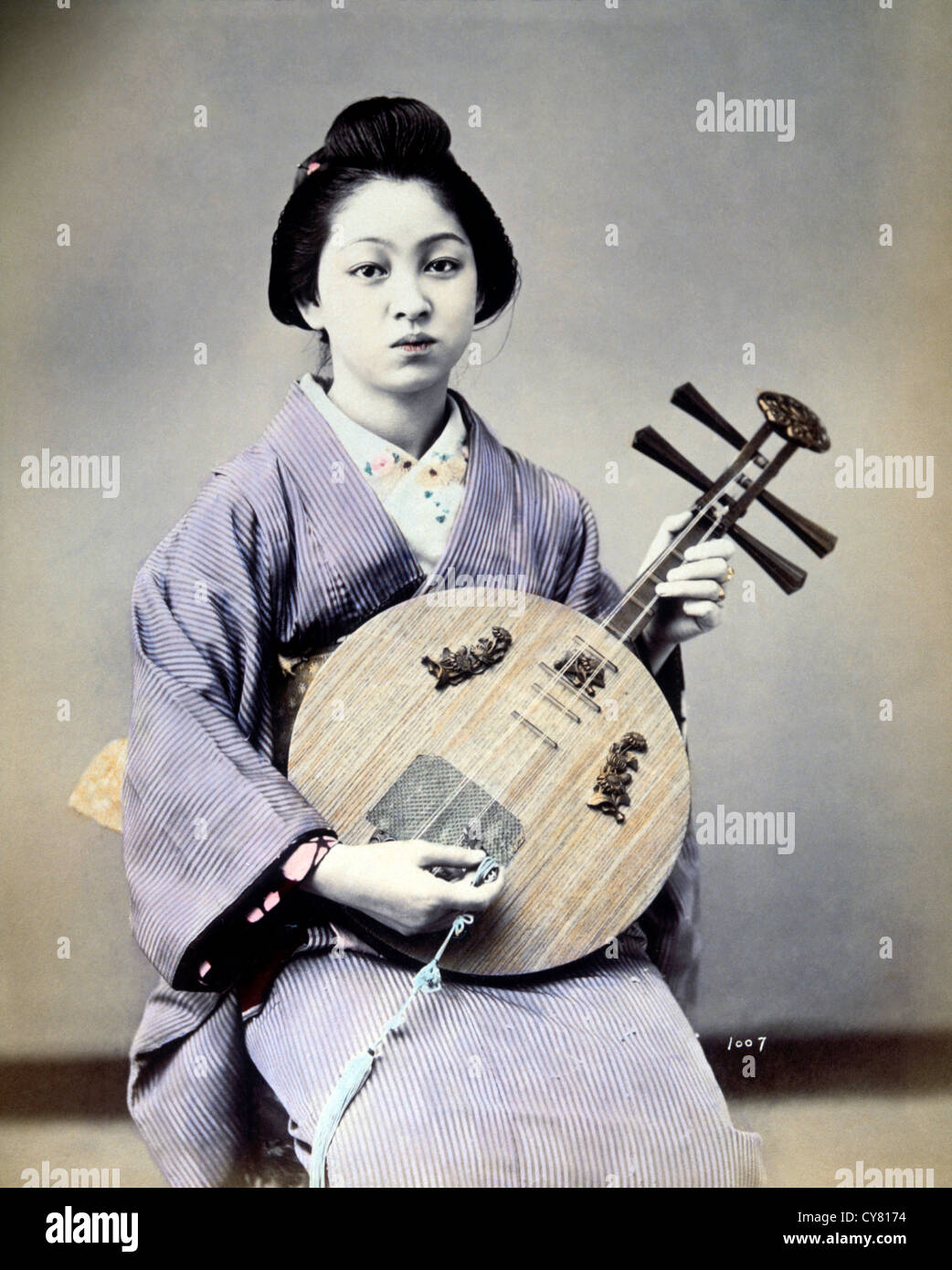 Japanese Woman Musician, Hand-Colored Albumen Photograph, Circa 1879 ...