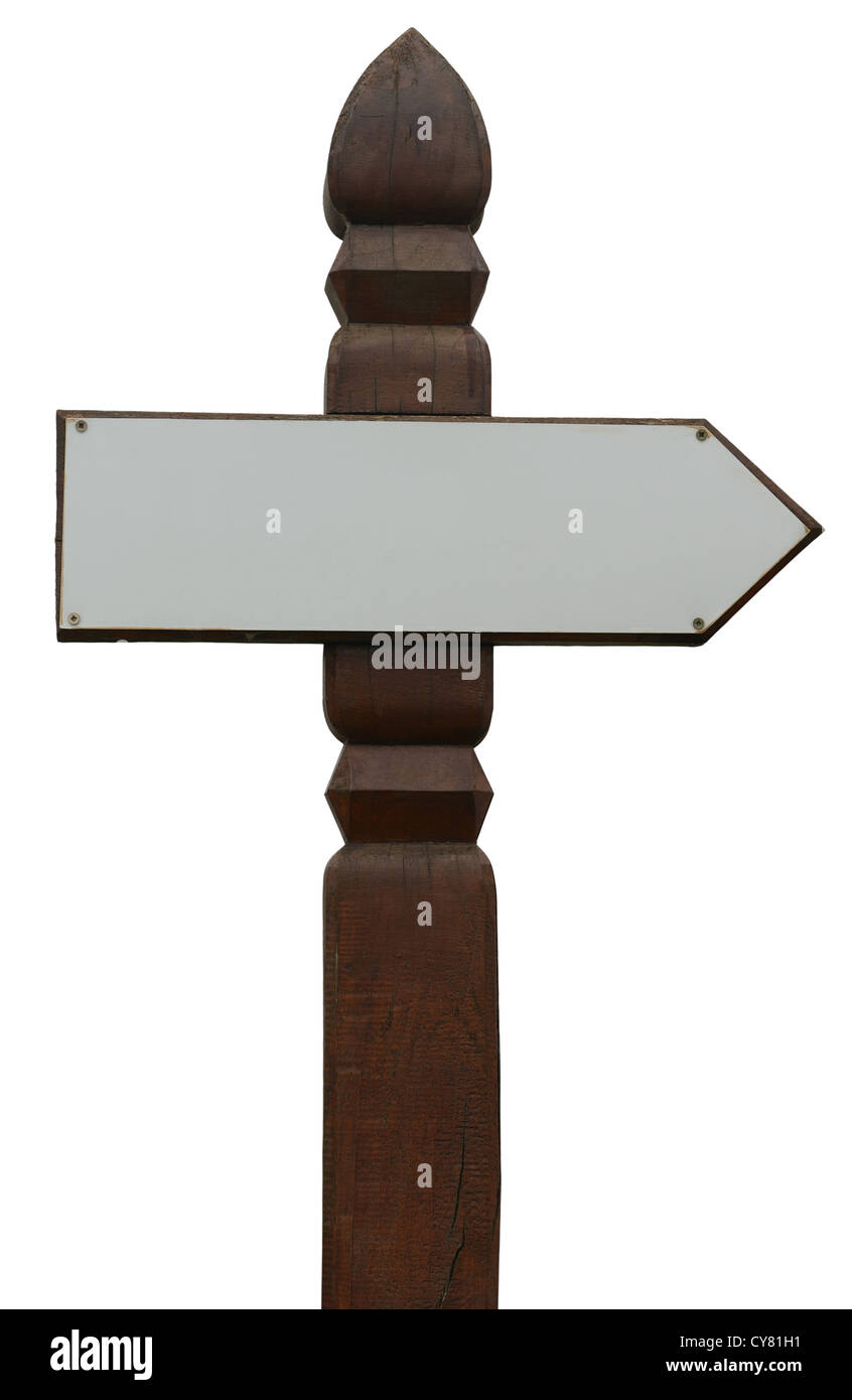 Wooden blank signpost for your text, isolated on white Stock Photo - Alamy