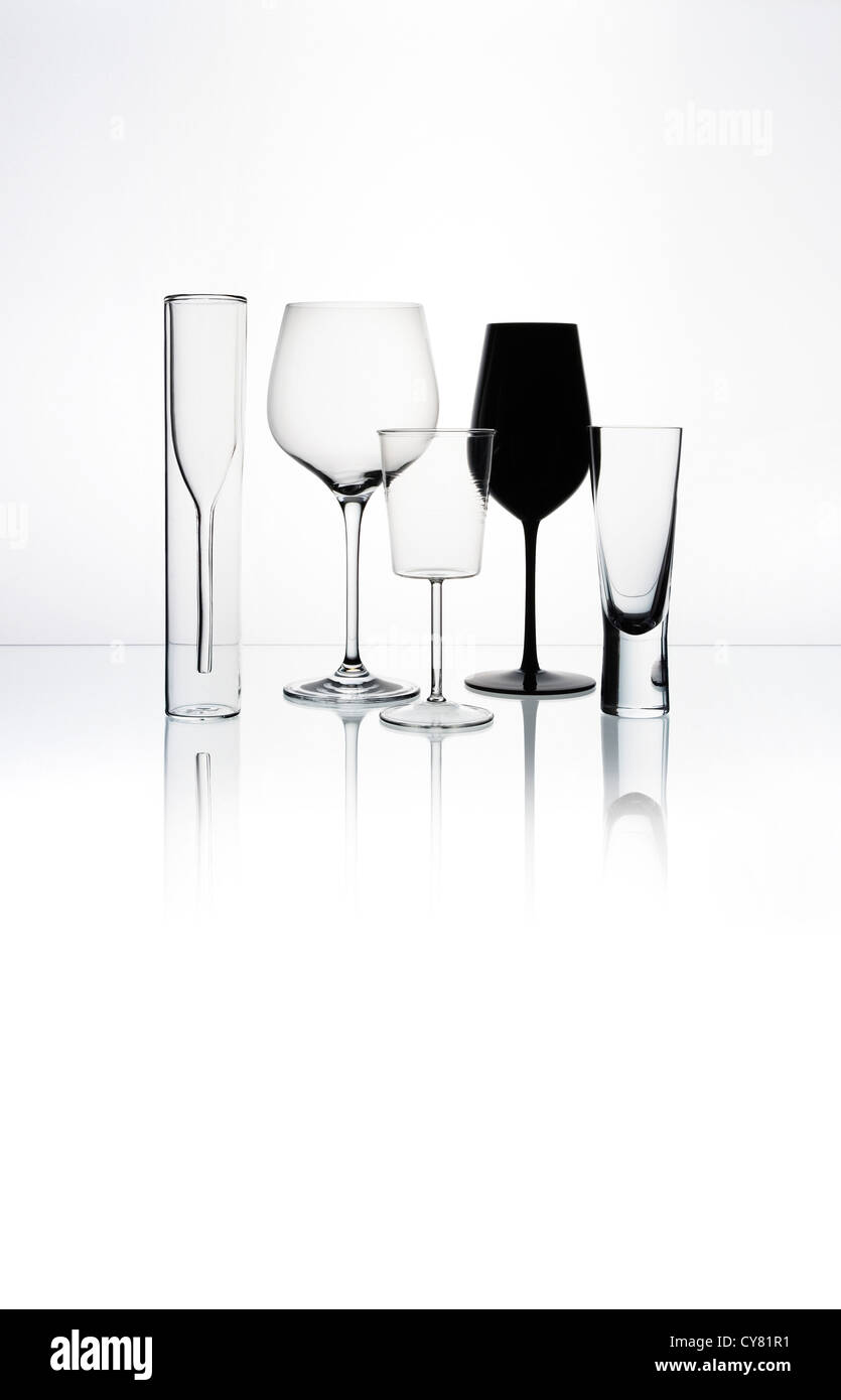 Assorted Wine Glasses on White Background Stock Photo - Alamy