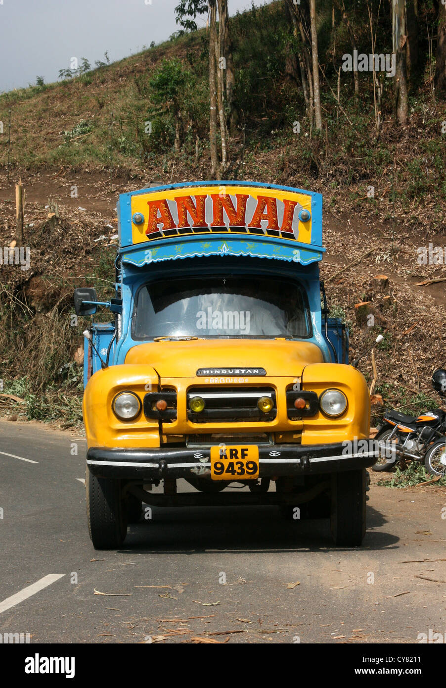 Vintage Indian Hindustan truck on mountain highway Stock Photo - Alamy