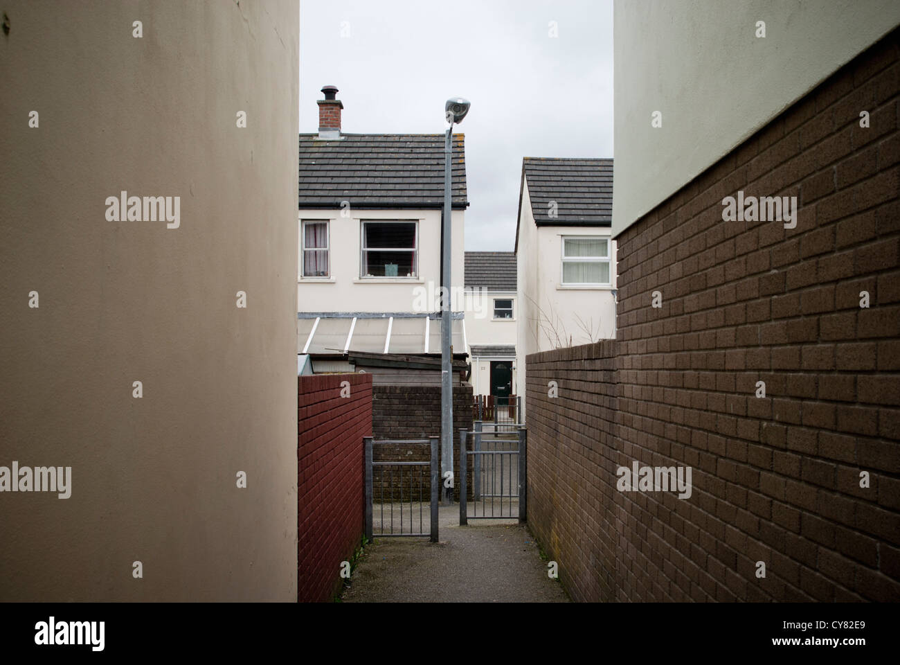 Council housing estate back street, Bugle, Cornwall, UK Stock Photo - Alamy