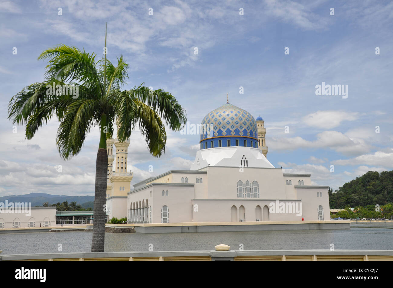 Kota Kinabalu city mosque at Likas Bay, Sabah Malaysian Borneo Stock ...