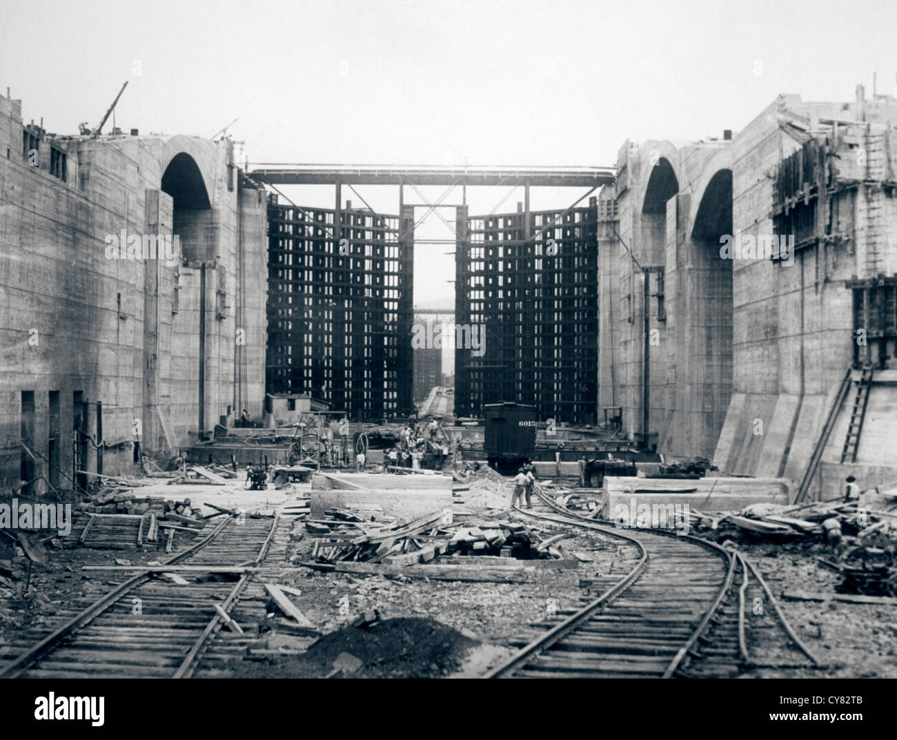Construction of Locks, The Panama Canal, Circa 1912 Stock Photo - Alamy