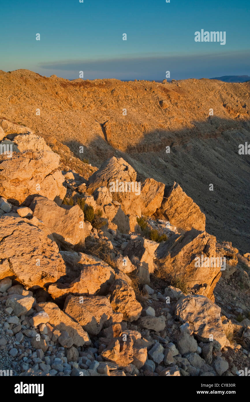 Rocks on the crater rim at Meteor Crater, also known as Barrenger ...