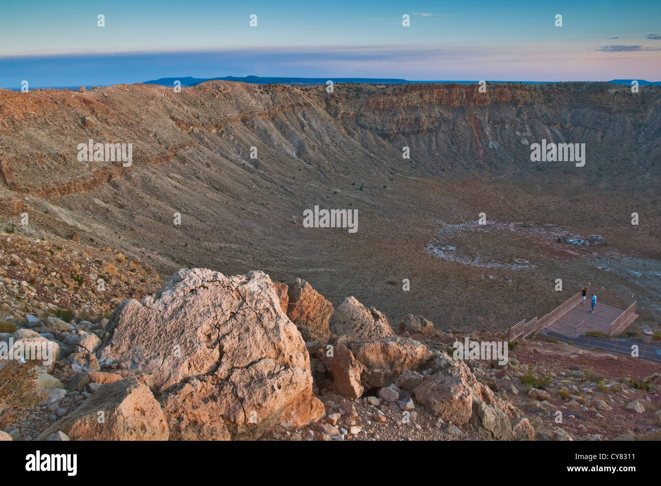 Rocks on the crater rim at Meteor Crater, also known as Barrenger ...
