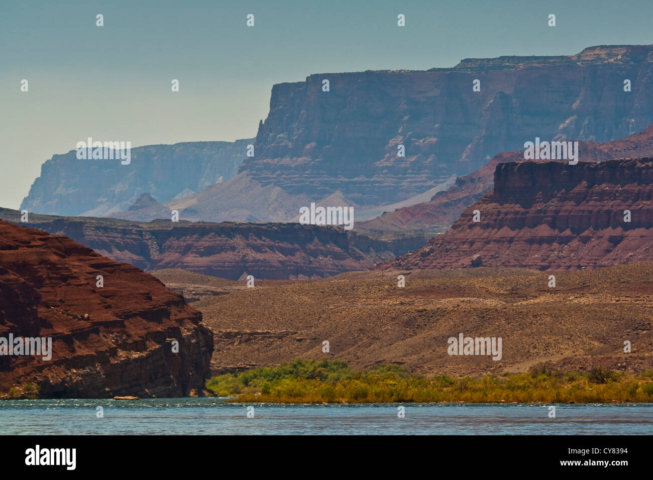 Red rock cliffs above the Colorado River at Lee's Ferry, Glen Canyon ...