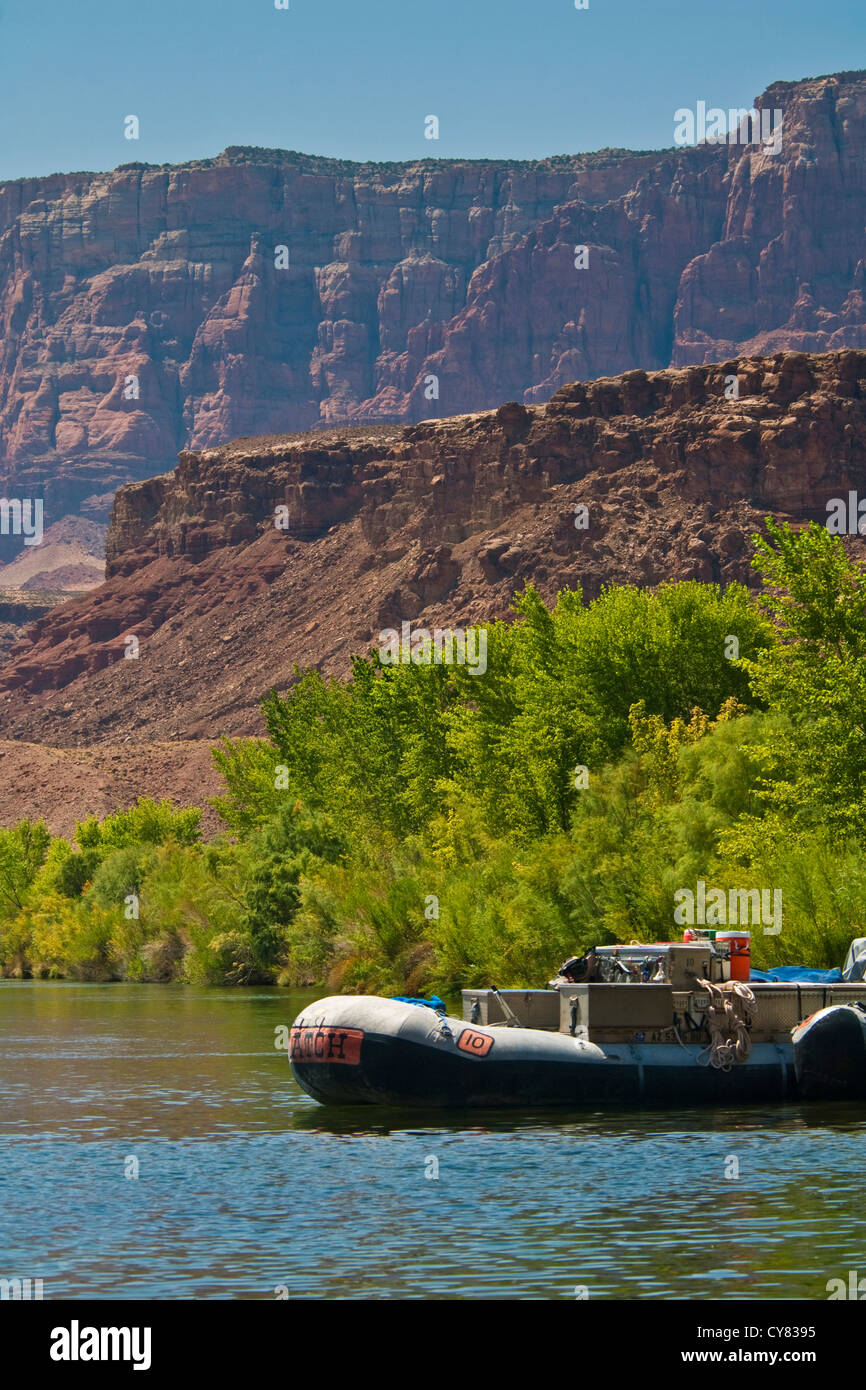 Rafts in the Colorado River at Lee's Ferry, Glen Canyon National ...