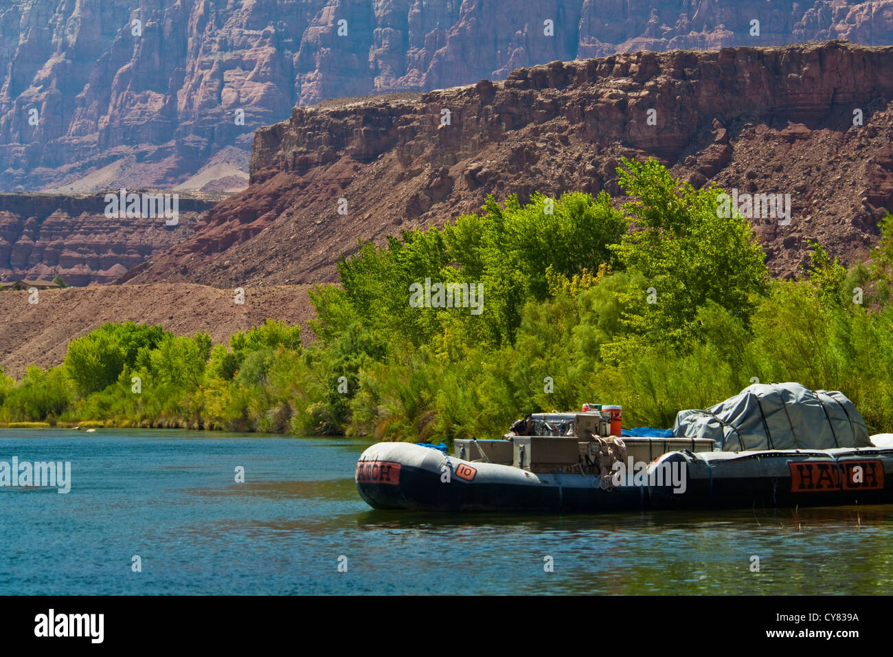 Rafts in the Colorado River at Lee's Ferry, Glen Canyon National ...