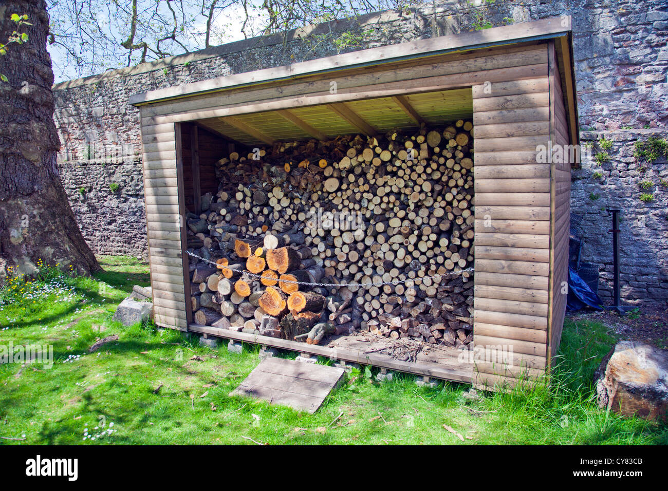 The log store inside the Bishop's Palace grounds at Wells, Somerset ...