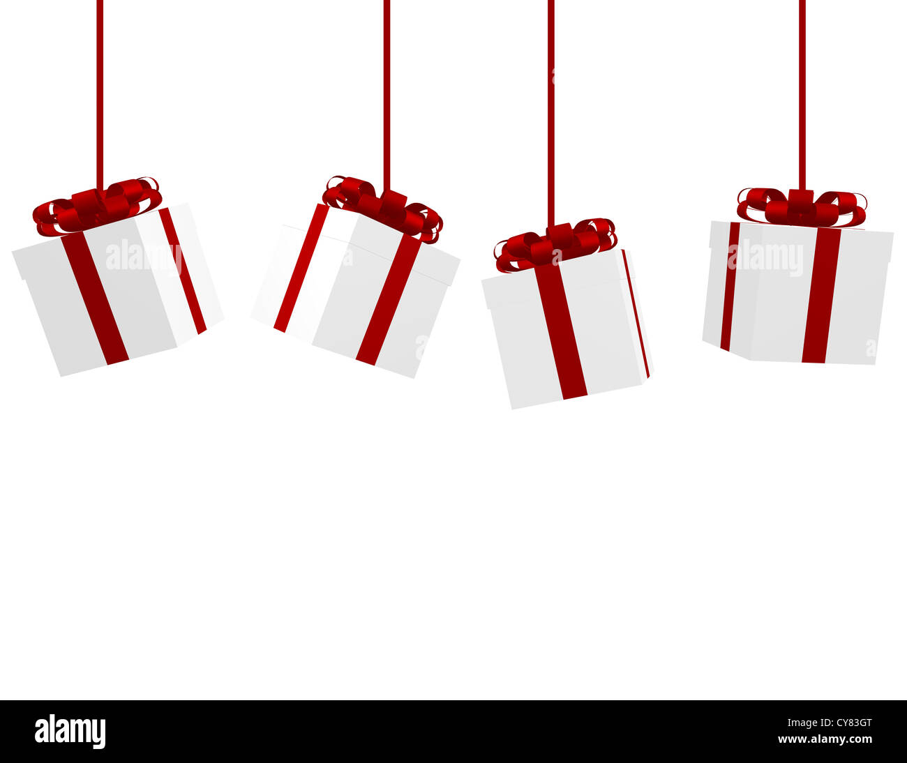 3d Render of Hanging Christmas Presents Stock Photo - Alamy