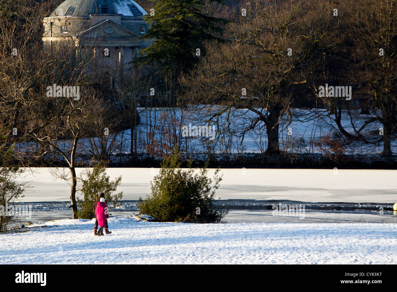 Lake Windermere in the cold winter with snow on the fells- The Round ...
