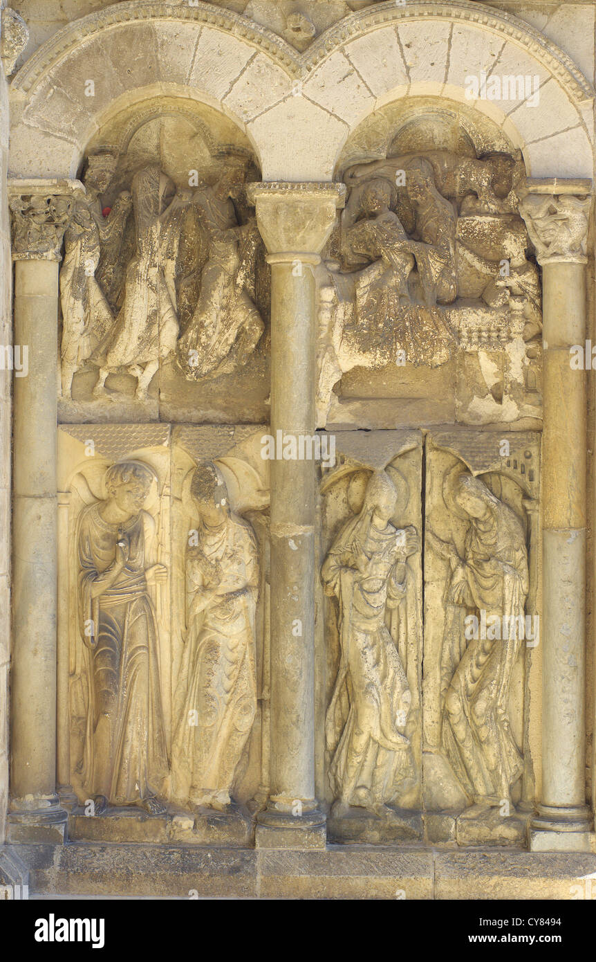 Reliefs cluniac Abbey of Saint-Pierre Moissac Stock Photo - Alamy