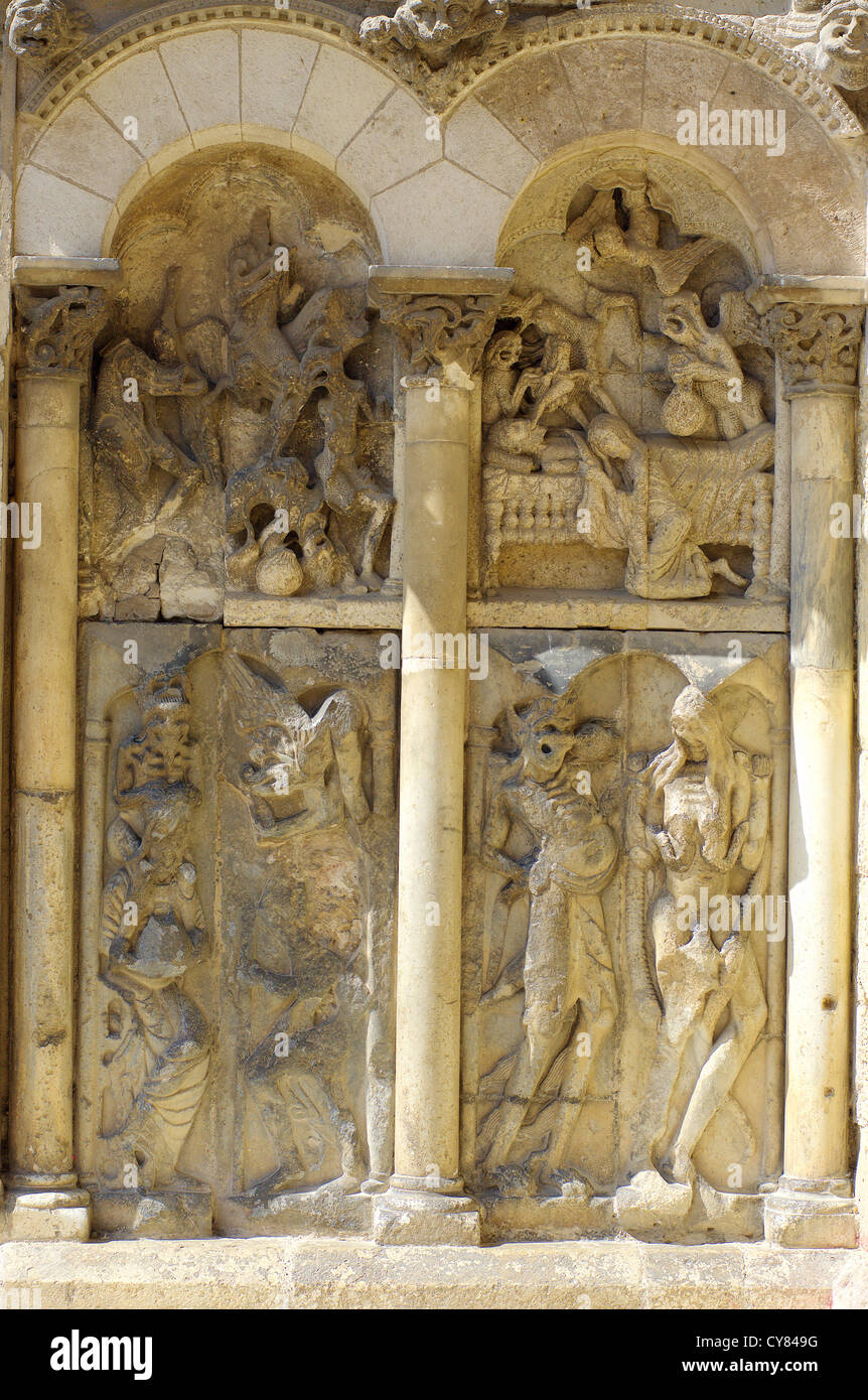 Reliefs cluniac Abbey of Saint-Pierre Moissac Stock Photo - Alamy