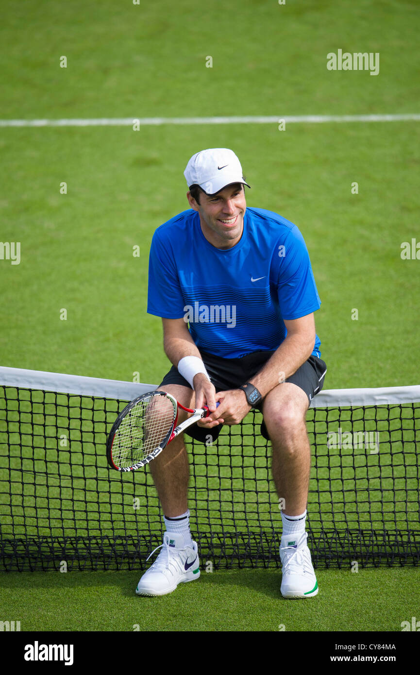 Greg Rusedski of Great Britain having fun during doubles match Stock ...