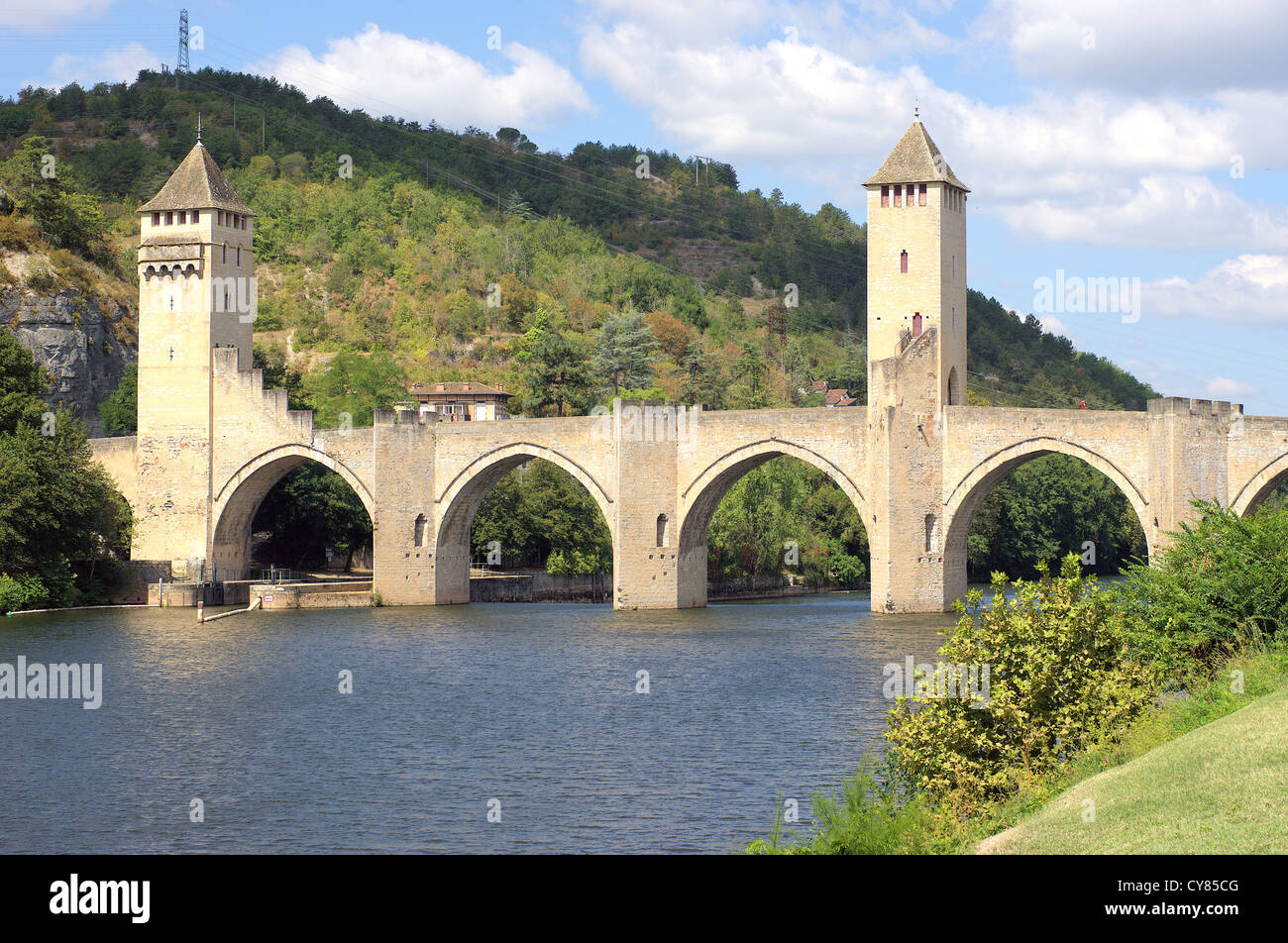 Gothic Pont Valentre on the River Lot Cahors Valentre Bridge Stock ...