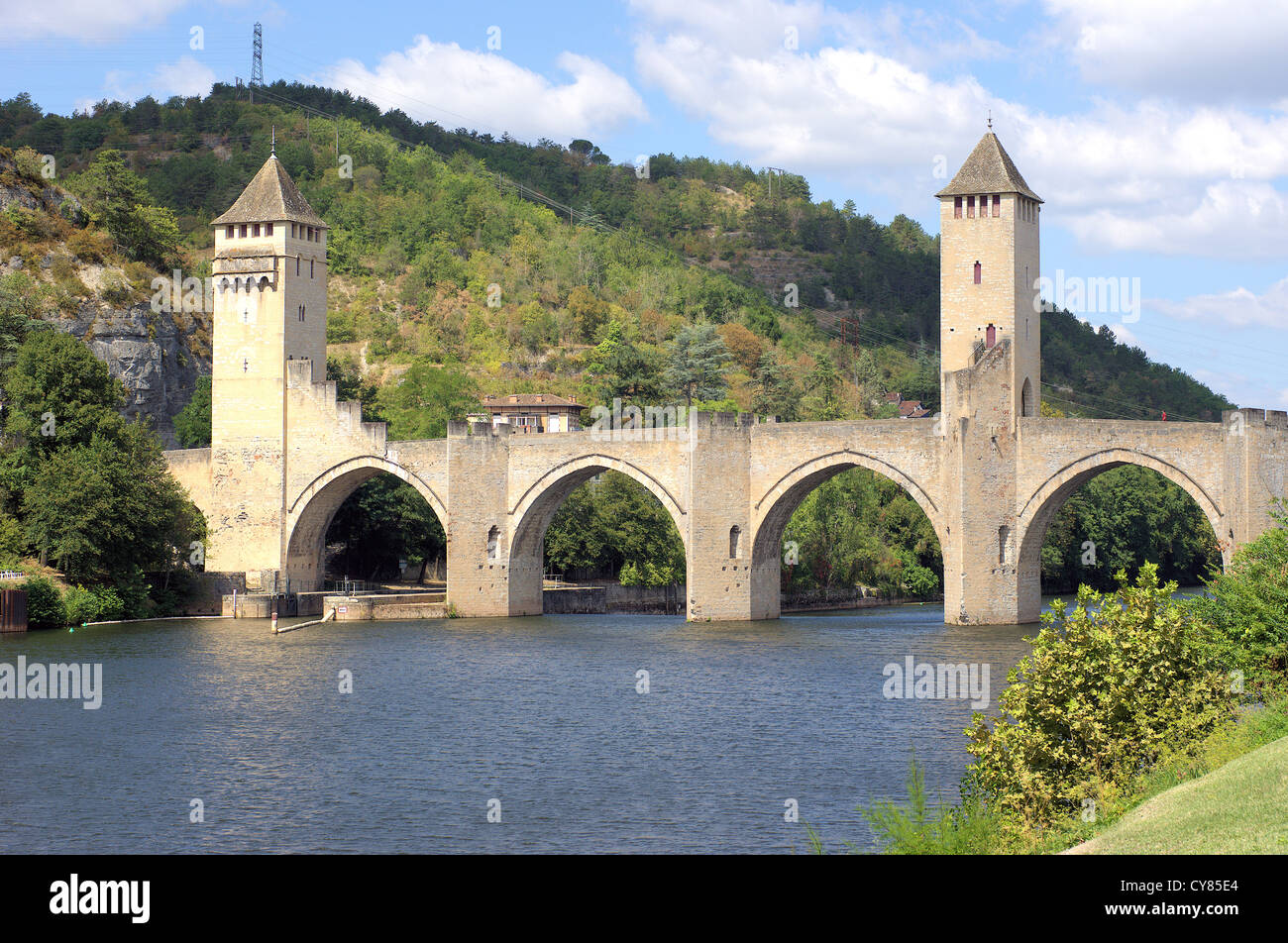 Gothic Pont Valentre on the River Lot Cahors Valentre Bridge Stock ...