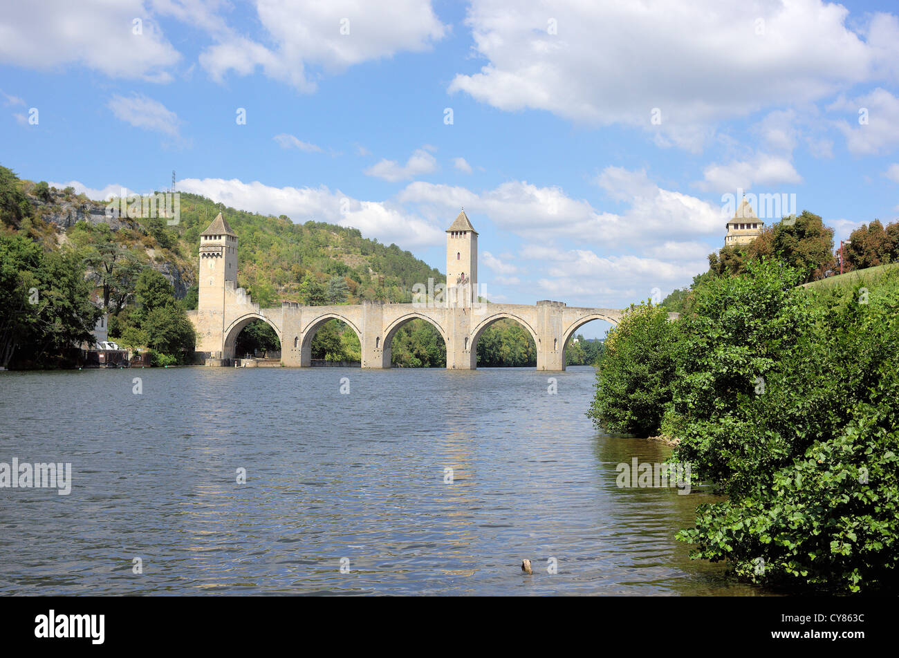 Gothic Pont Valentre on the River Lot Cahors Valentre Bridge Stock ...