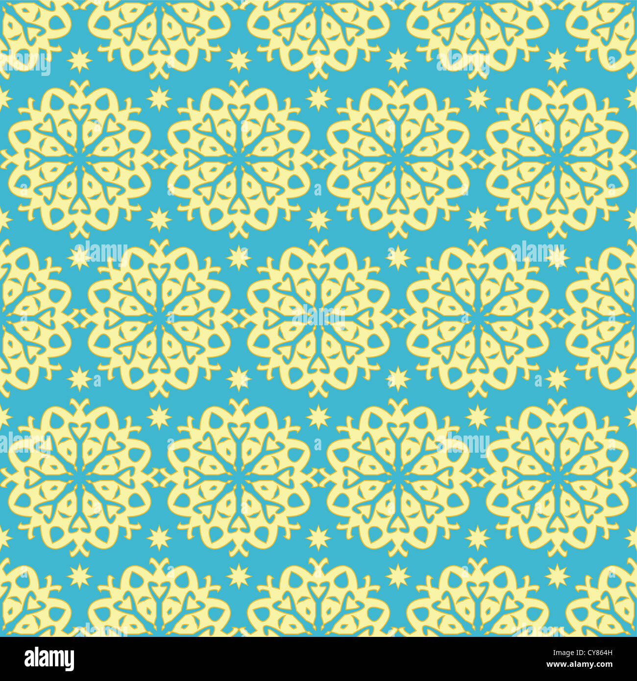 Blue and gold seamless retro pattern Stock Photo - Alamy