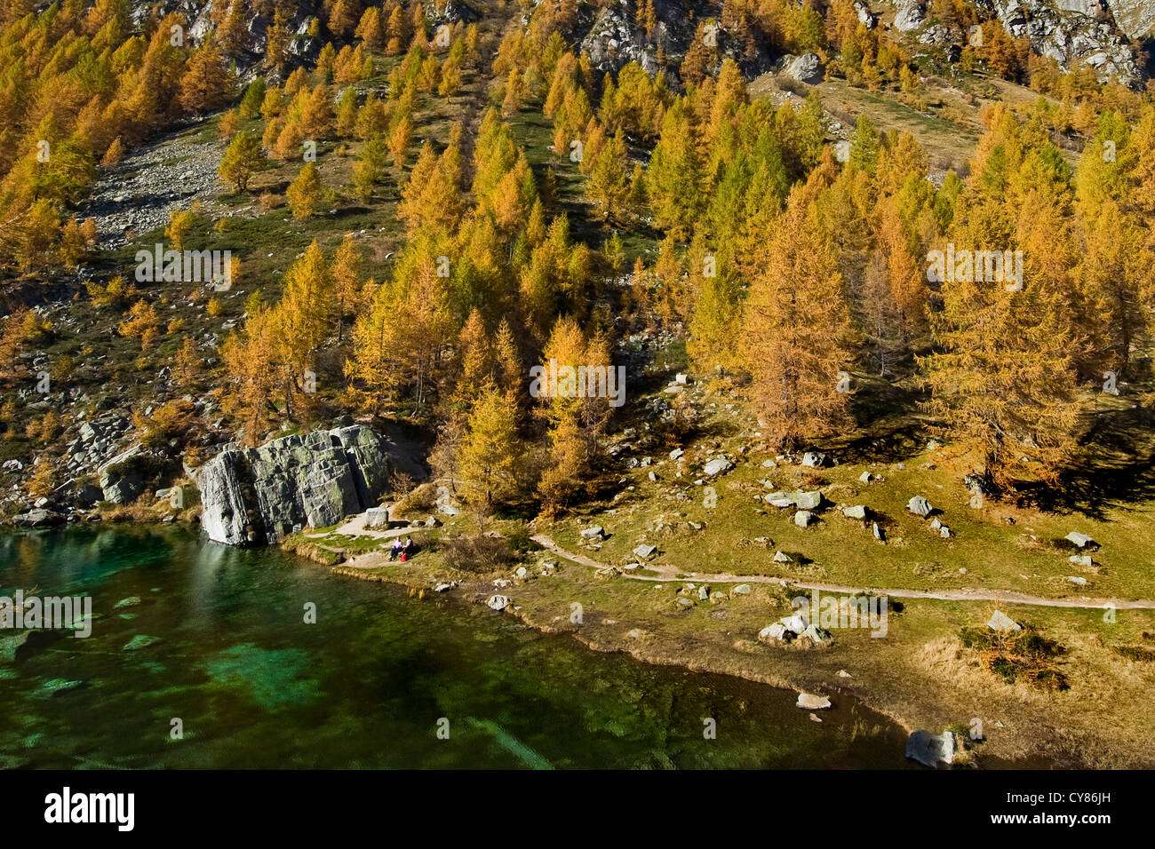 Italy, Piedmont, Devero alp, Alpe Devero, Lake of Shadows or blue lake ...