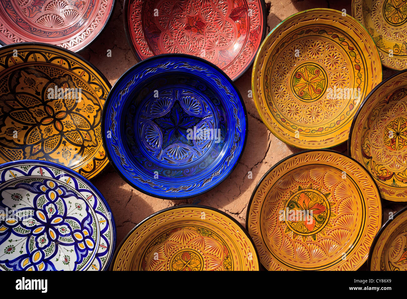 ornate traditional geometric artwork designs painted and glazed on ...