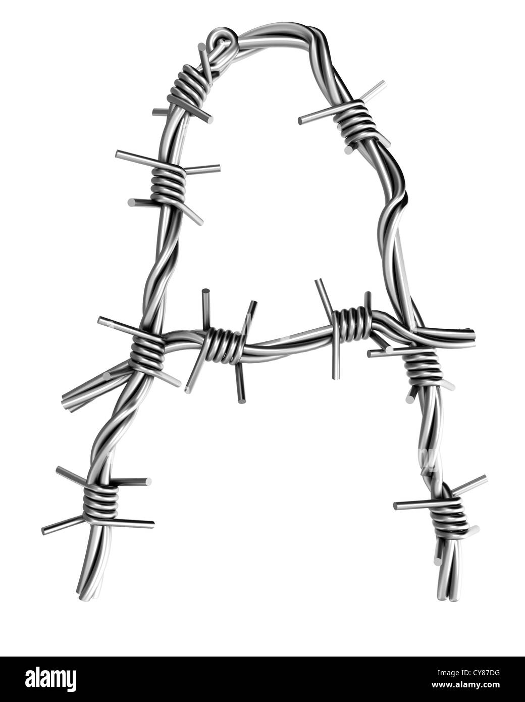 Letter A made from barbed wire Stock Photo - Alamy