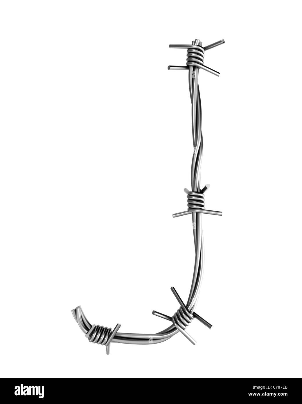 Letter J made from barbed wire Stock Photo - Alamy