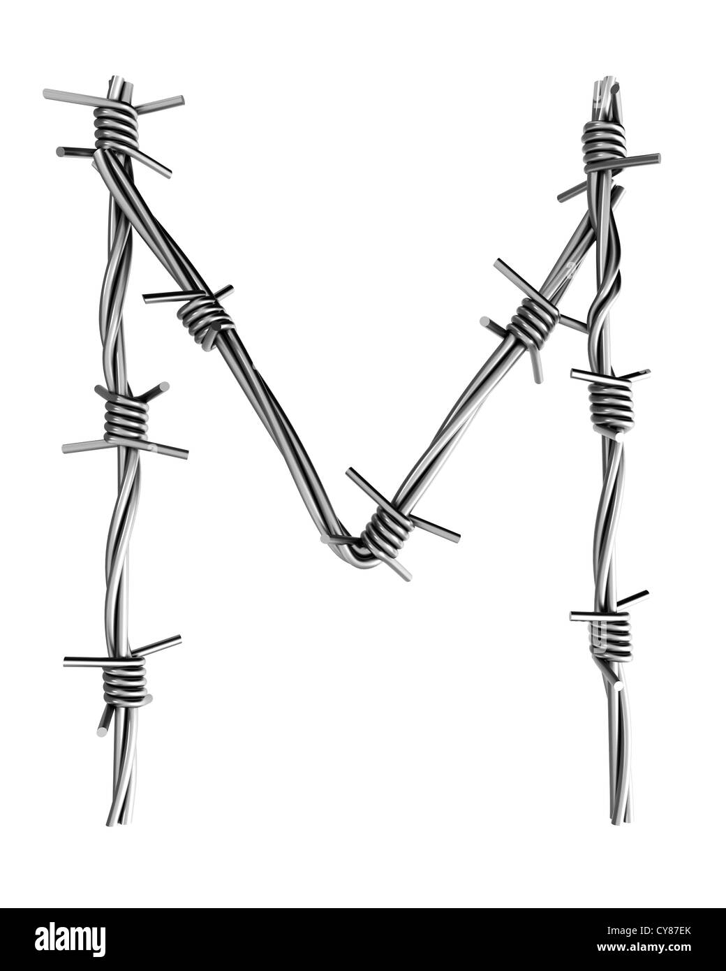 Letter M made from barbed wire Stock Photo - Alamy