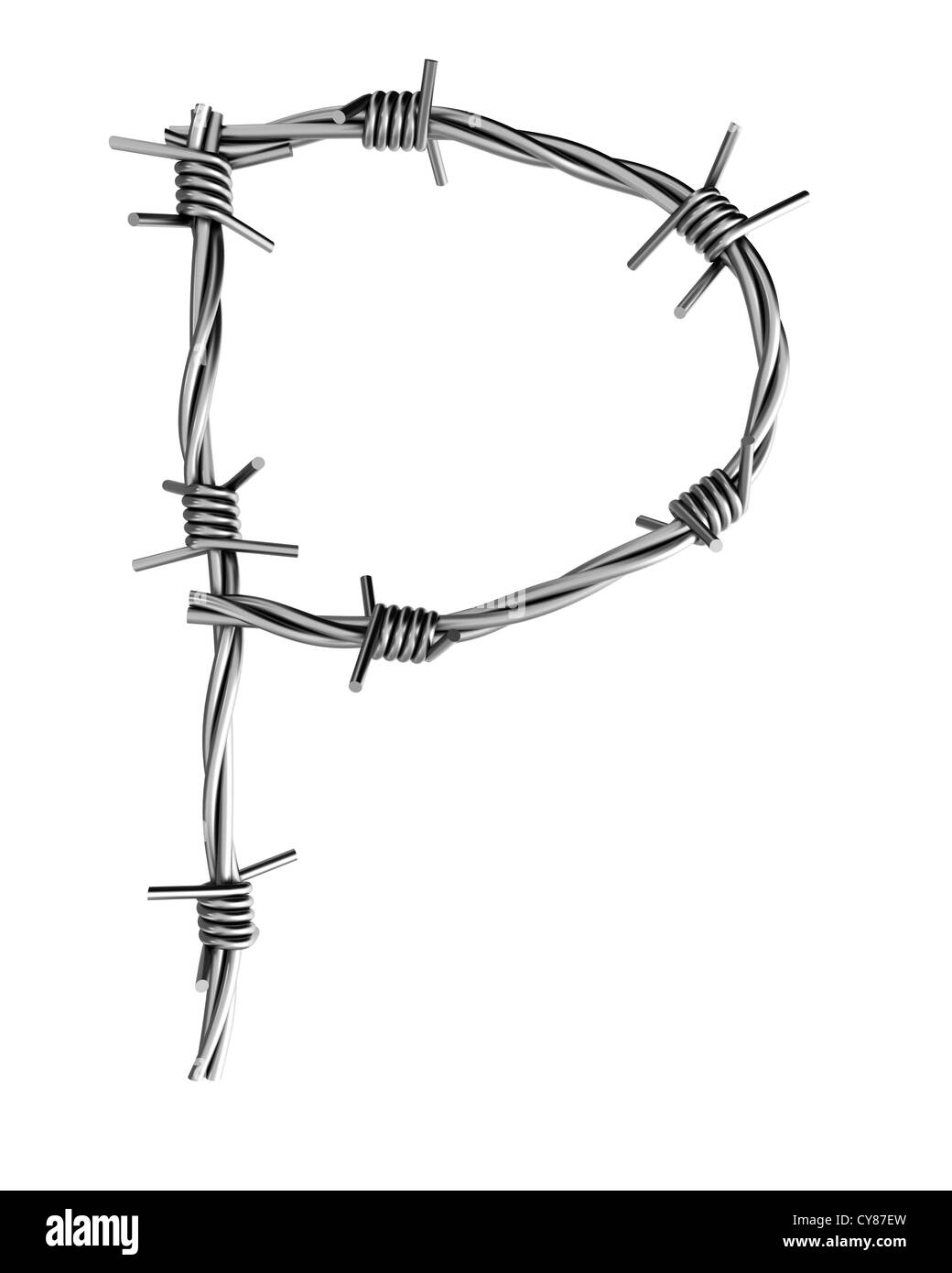 Letter P made from barbed wire Stock Photo - Alamy