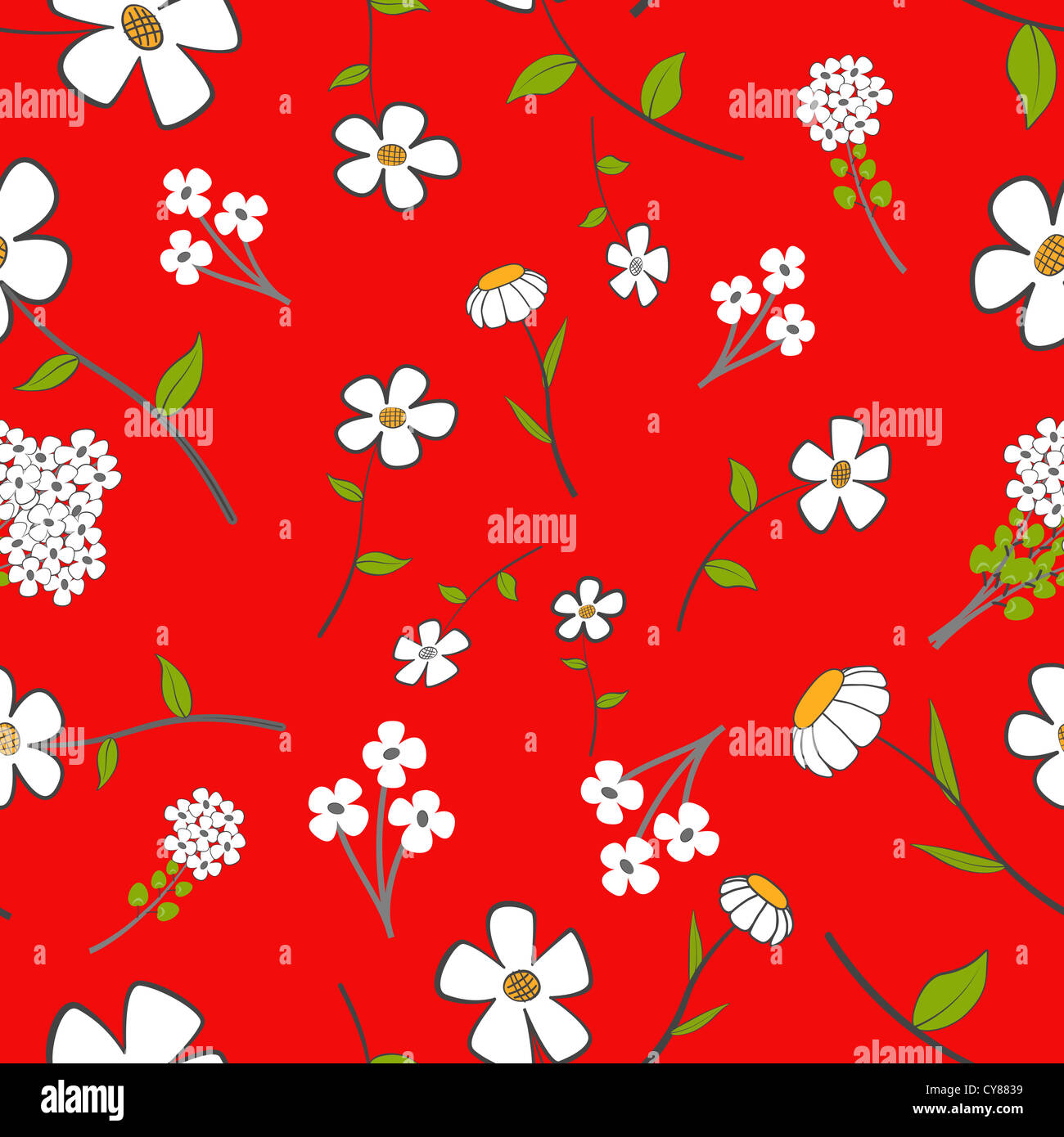 Seamless Background - cute cartoon flowers. Vector background Stock ...