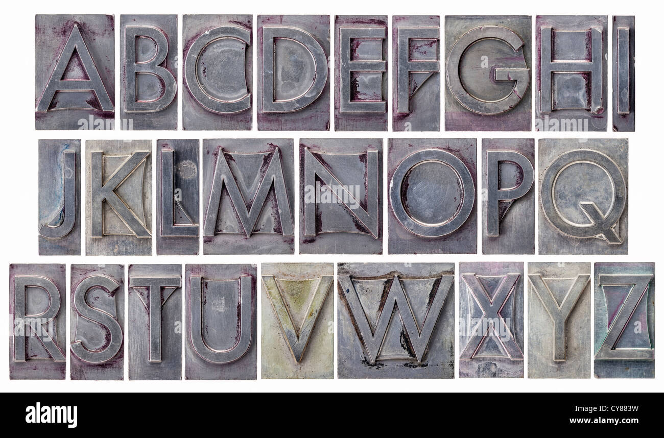English alphabet - a collage of 26 isolated letters in grunge ...