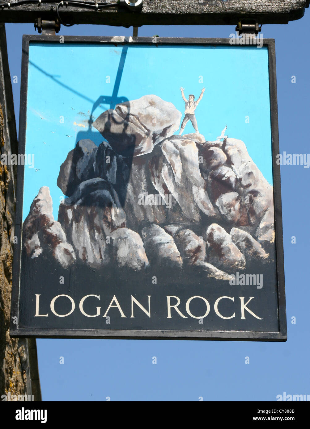 Logan Rock inn sign Treen Cornwall England UK Stock Photo - Alamy