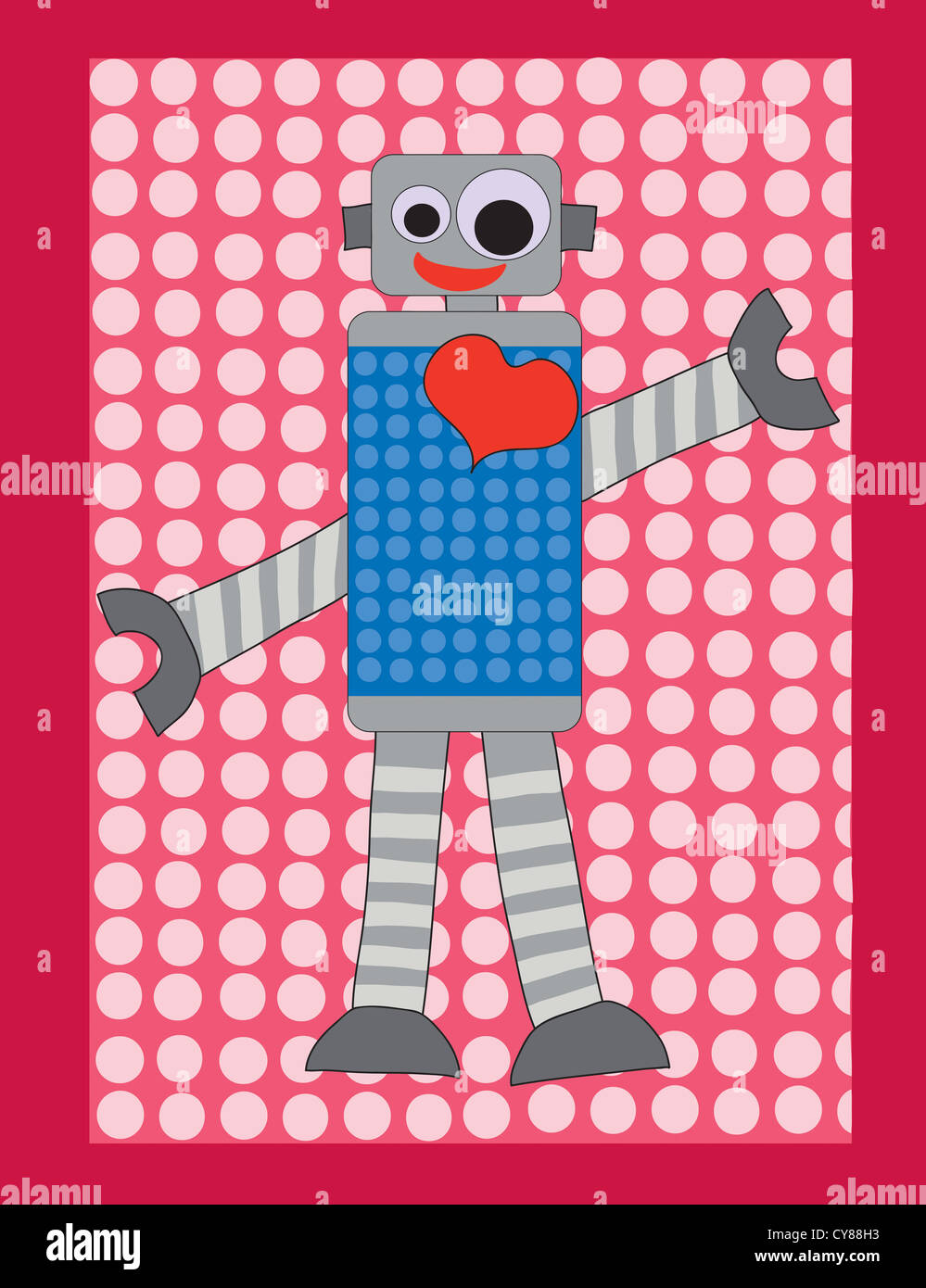 Robot in Love card illustration Stock Photo - Alamy