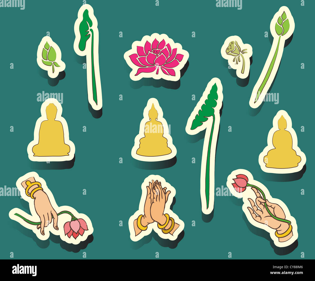Set of Oriental icons, Buddha,icon Stock Photo - Alamy