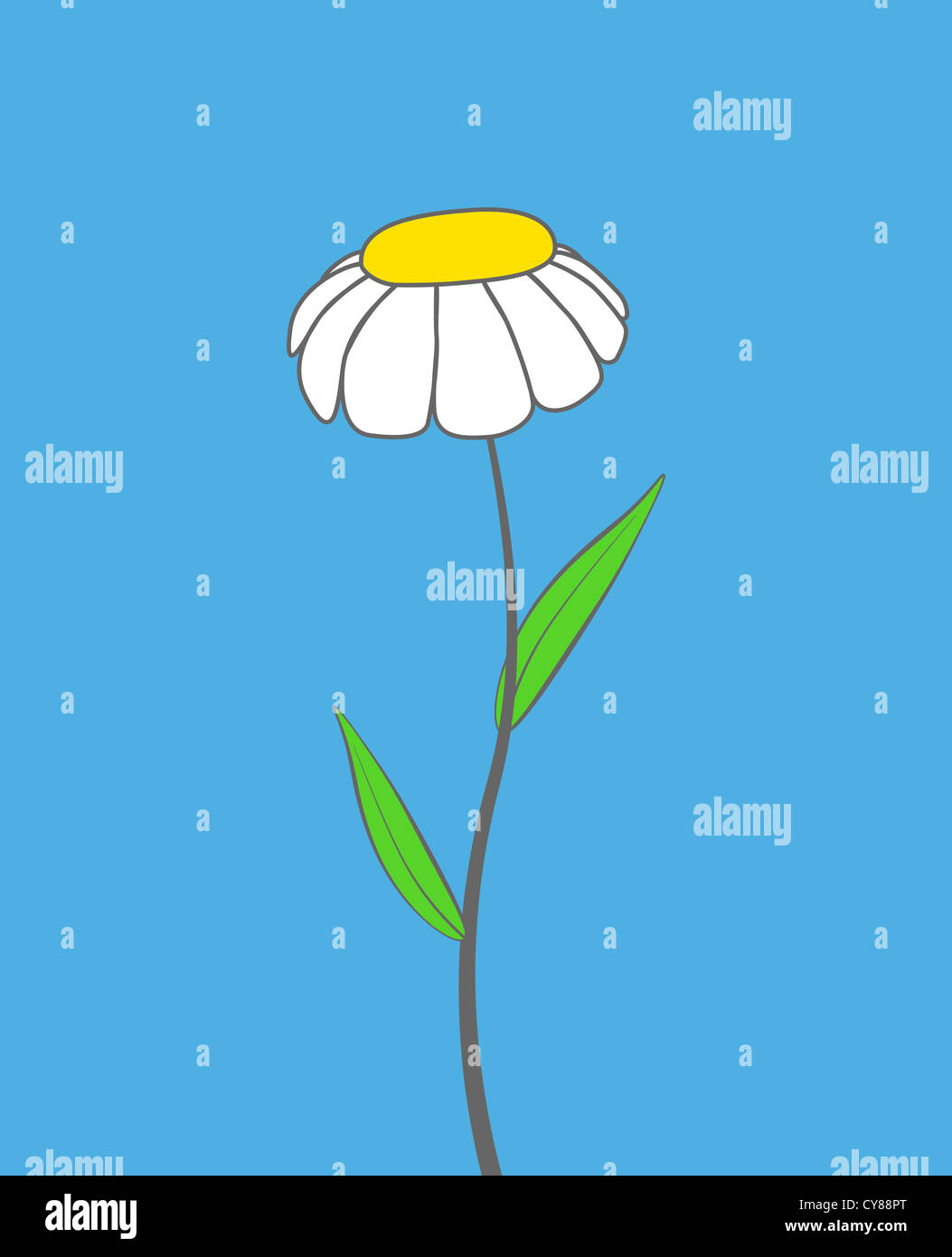 Cartoon chamomile flower. Hand-drawn. EPS10 vector illustration Stock ...