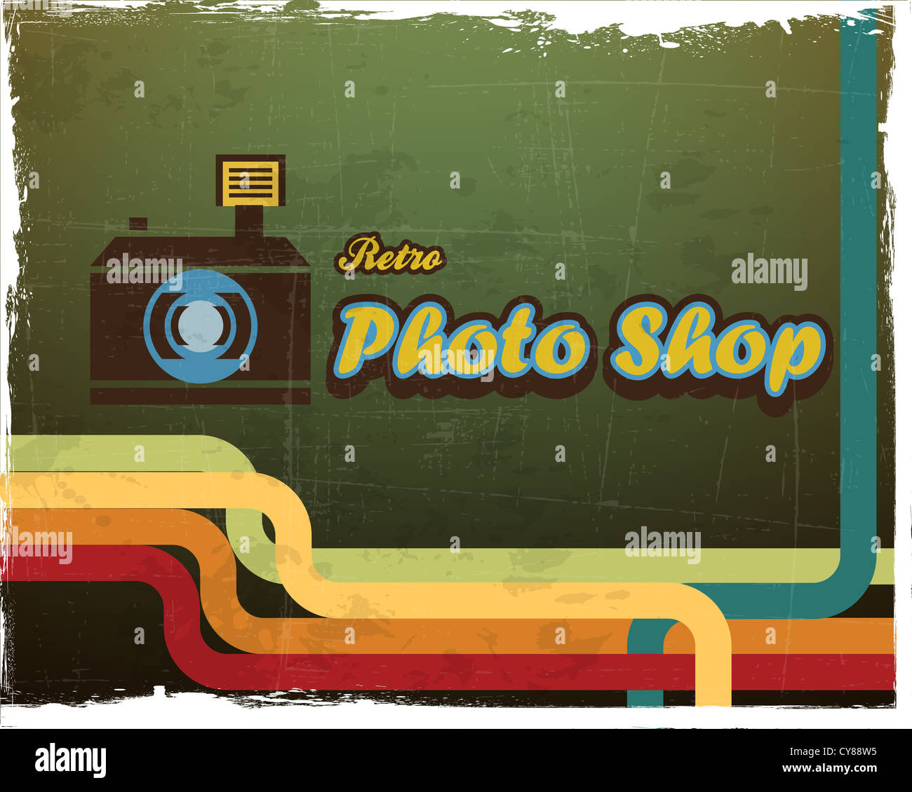 Vintage poster with camera and grunge effect Stock Photo - Alamy