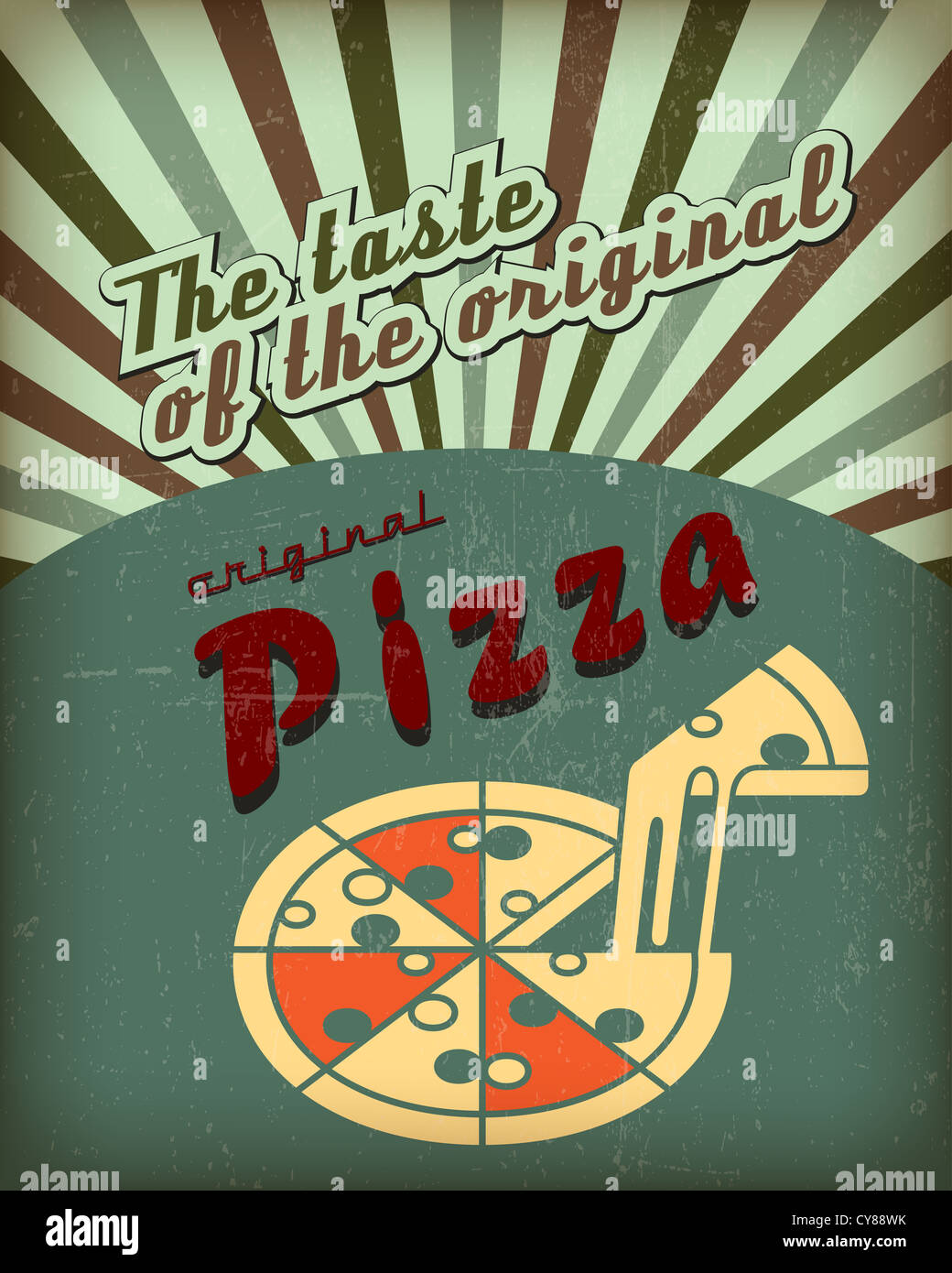 poster Retro Vintage Pizza with Grunge Effect Stock Photo - Alamy