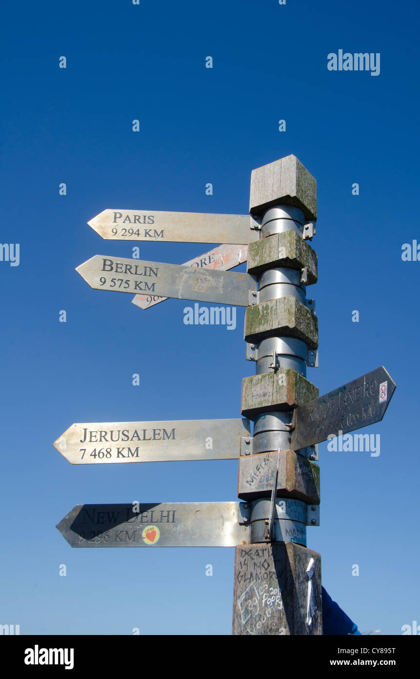 Distance marker at the Western Cape, Table Mountain National Park, Cape ...