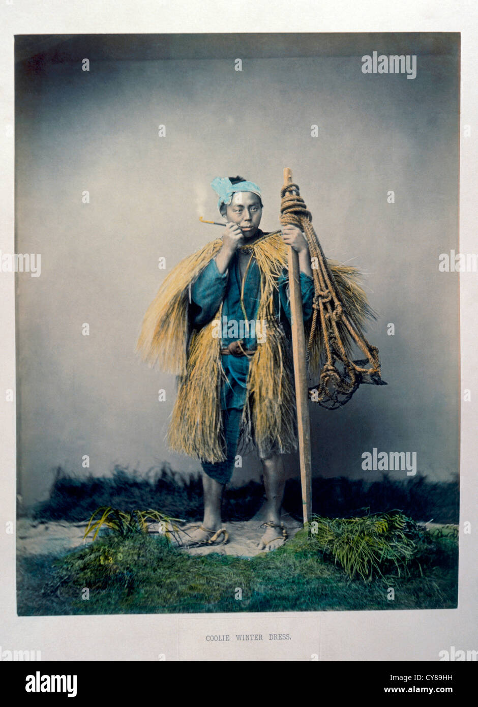 Japanese Coolie in Winter Dress, Hand-Colored Albumen Photograph, Circa ...
