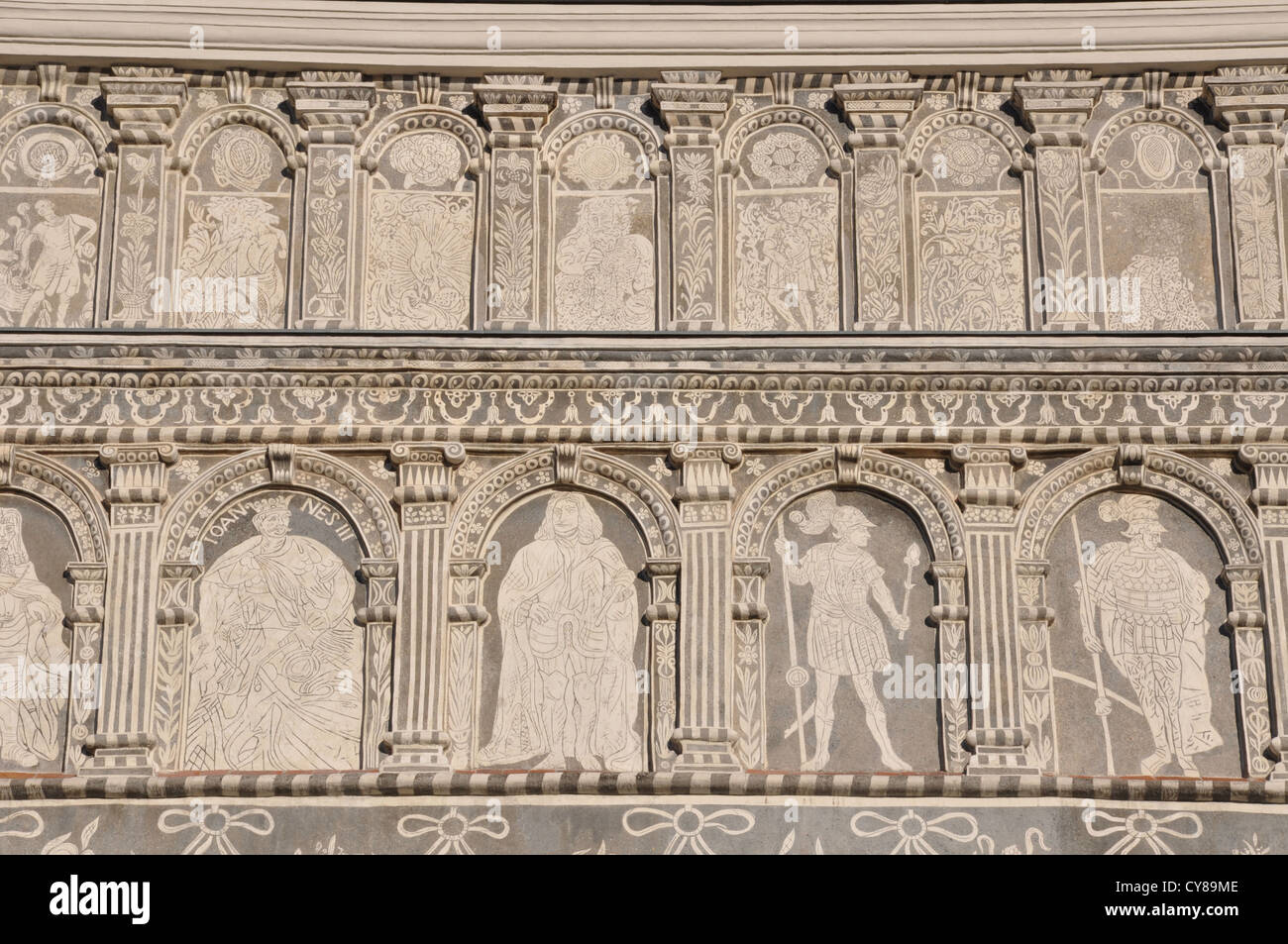 Renaissance facade, pilasters, arches, frescoes Stock Photo - Alamy