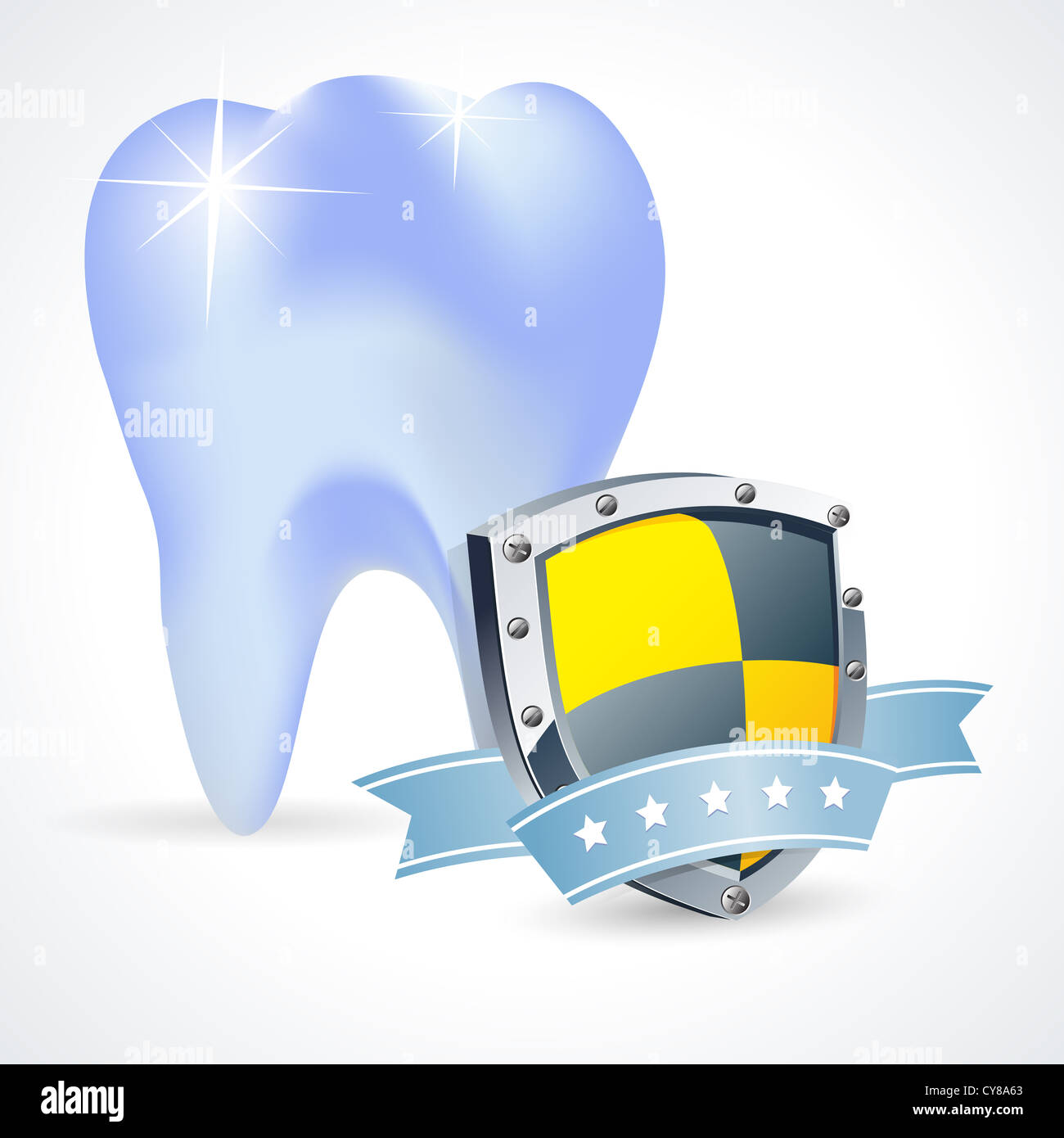 Protected teeth concept, Shiny toothprotective shield symbol Stock ...