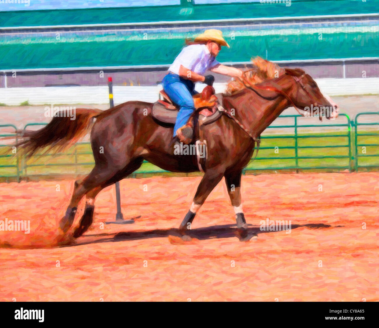 Western rider in a pole bending competition Stock Photo - Alamy