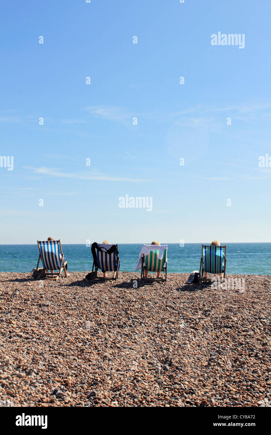 Worthing beach deck chairs hi-res stock photography and images - Alamy